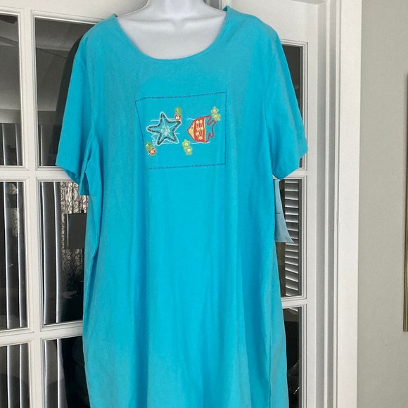 Jane Ashley | Swim | Jane Ashley Aqua Embroidered Short Sleeve Maxi ...